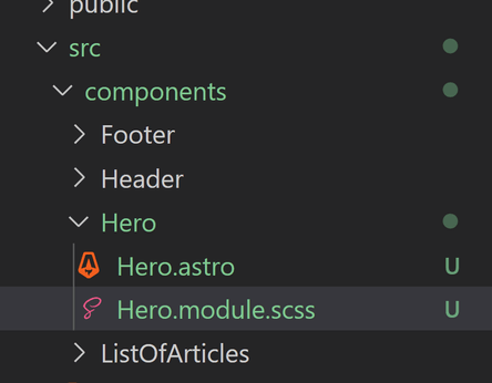 Using SCSS modules in Astro – Vaihe